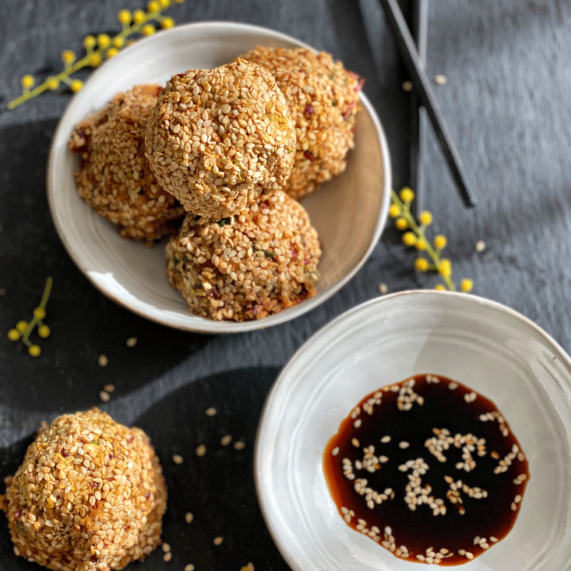Boulettes d'haricots rouges & sésame